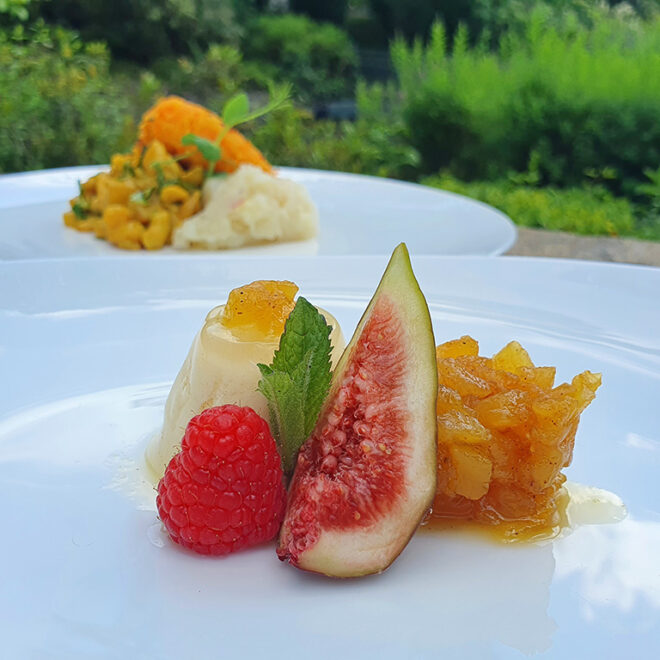 Mango-Ravioli an Maracuja-Schaum